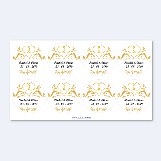Round themed stickers for wedding favours - Stikets
