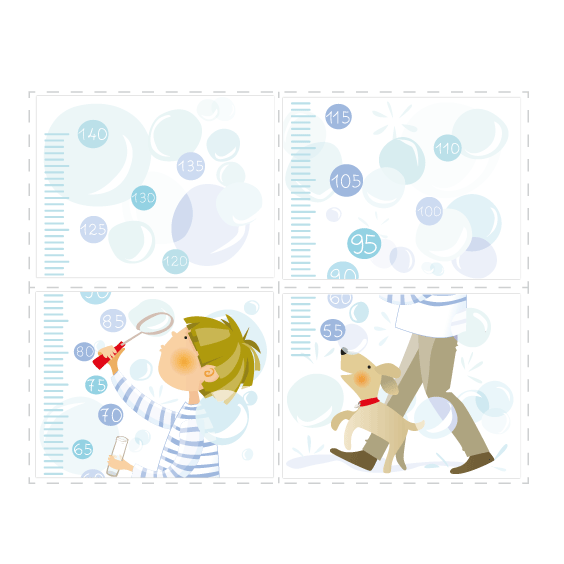 Personalised Boy Blowing Bubbles Height Chart - Stikets