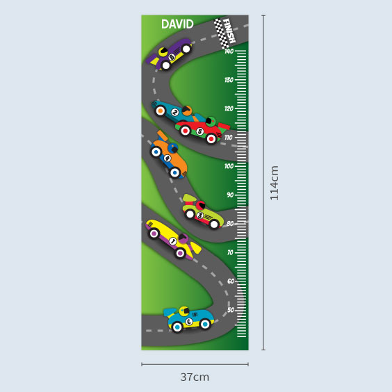 Personalised Racing Cars Height Chart - Stikets